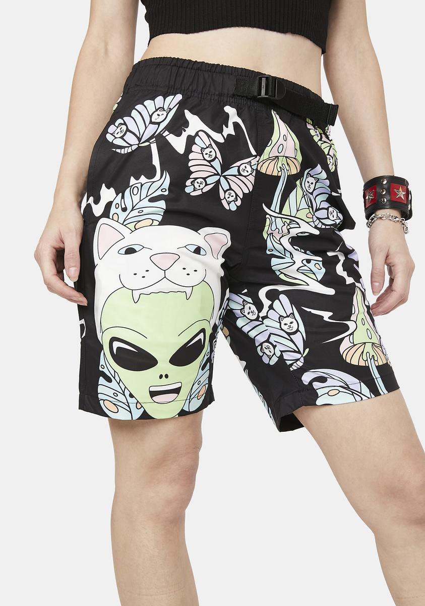 RIPNDIP Graphic Print Swim Shorts - Black – Dolls Kill