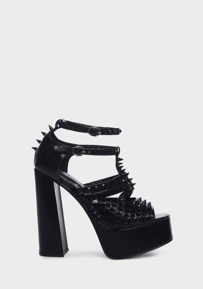 Azalea Wang Spiked Platform Heels - Black – Dolls Kill