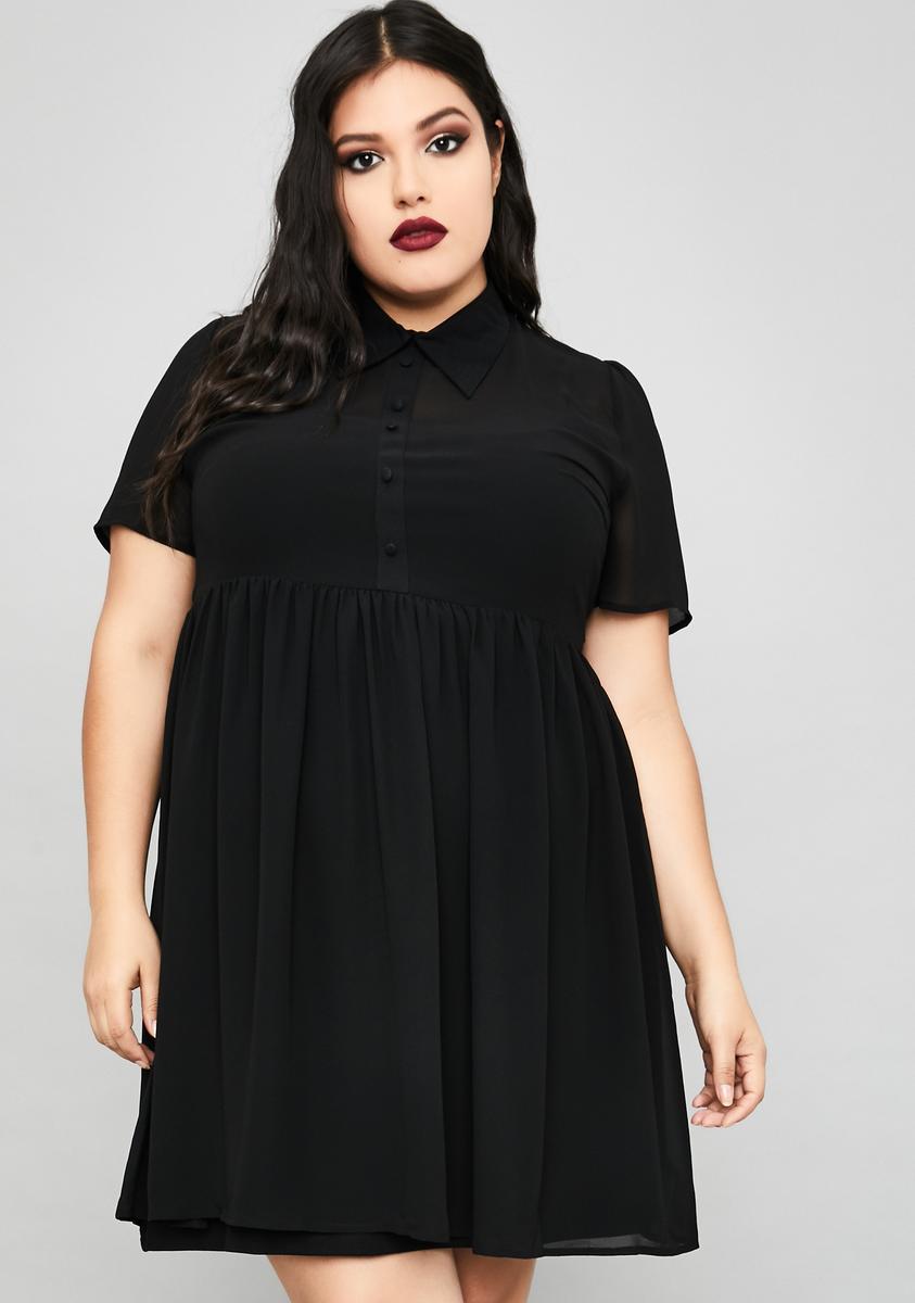Plus Size Widow Sheer Babydoll Dress Black – Dolls Kill