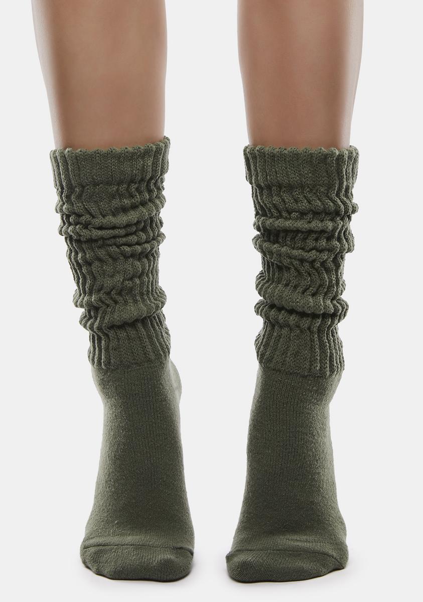 MeMoi Slouch Crew Socks - Green – Dolls Kill