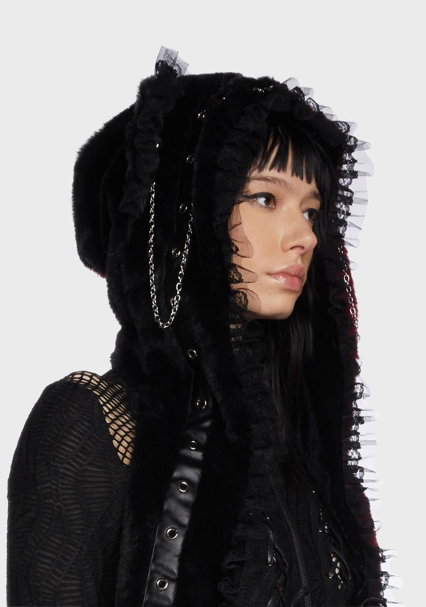 Devil Fashion Two Tone Cat Ear Scarf - Black/Red – Dolls Kill