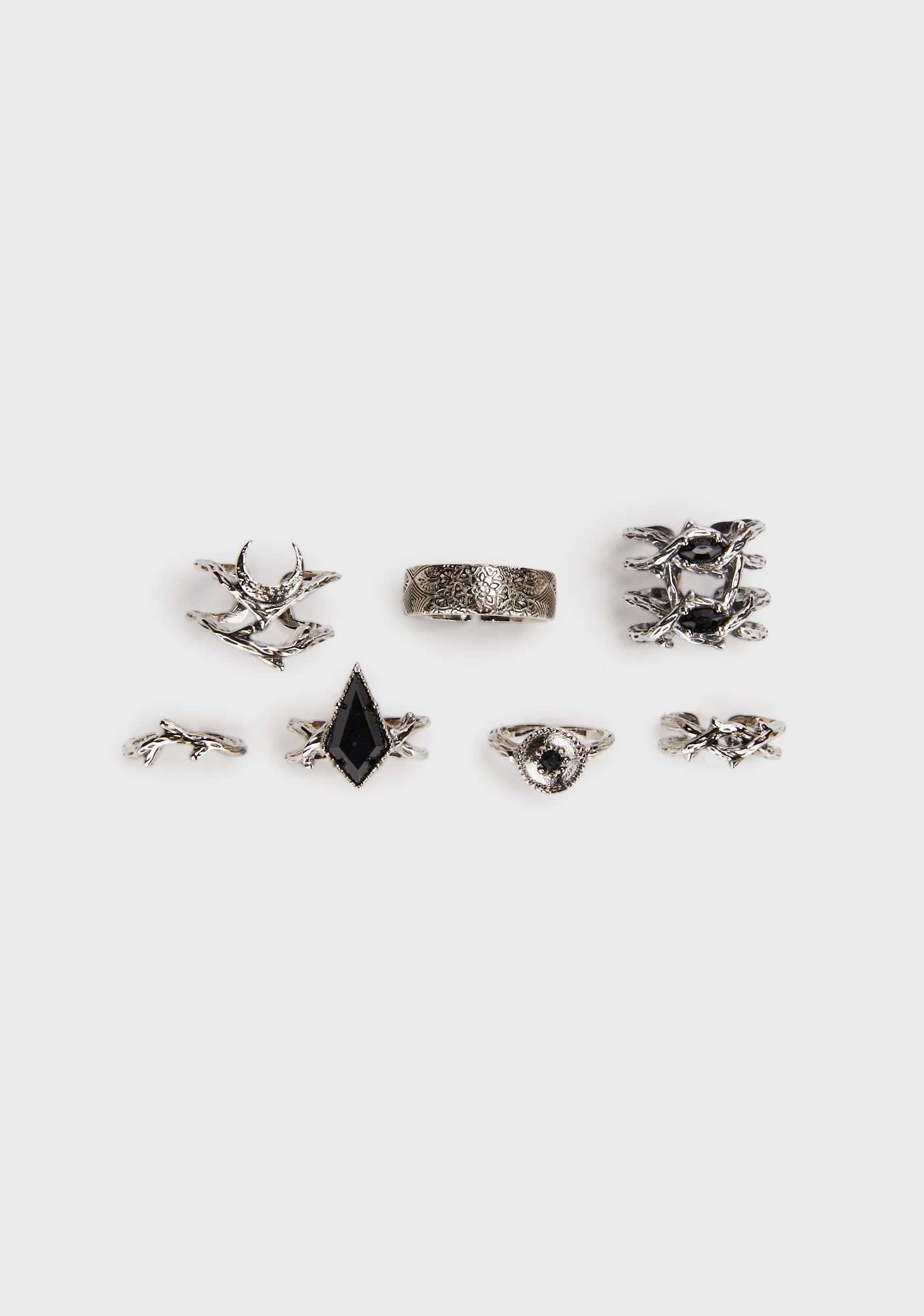 Widow Seven Piece Ring Set - Silver – Dolls Kill