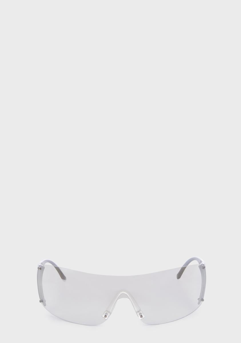 Good Times Eyewear Clear Shield Sunglasses - Silver – Dolls Kill