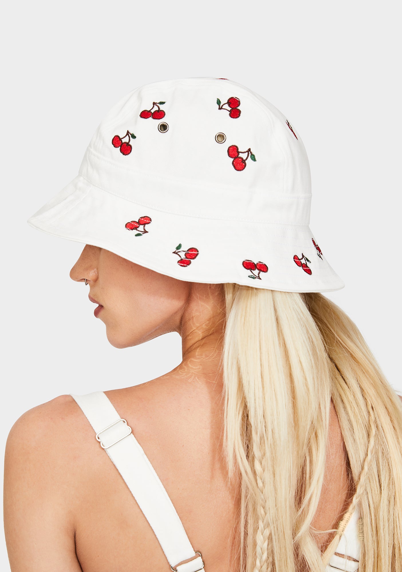 Cherry Print Bucket Hat - White – Dolls Kill