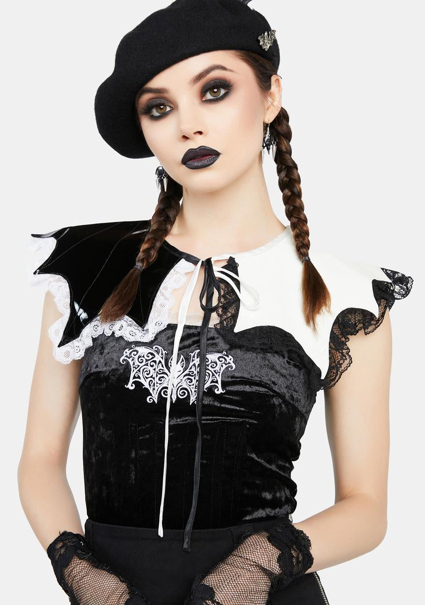 Two Toned Color Blocked Bat Wing Collar - Black/White – Dolls Kill