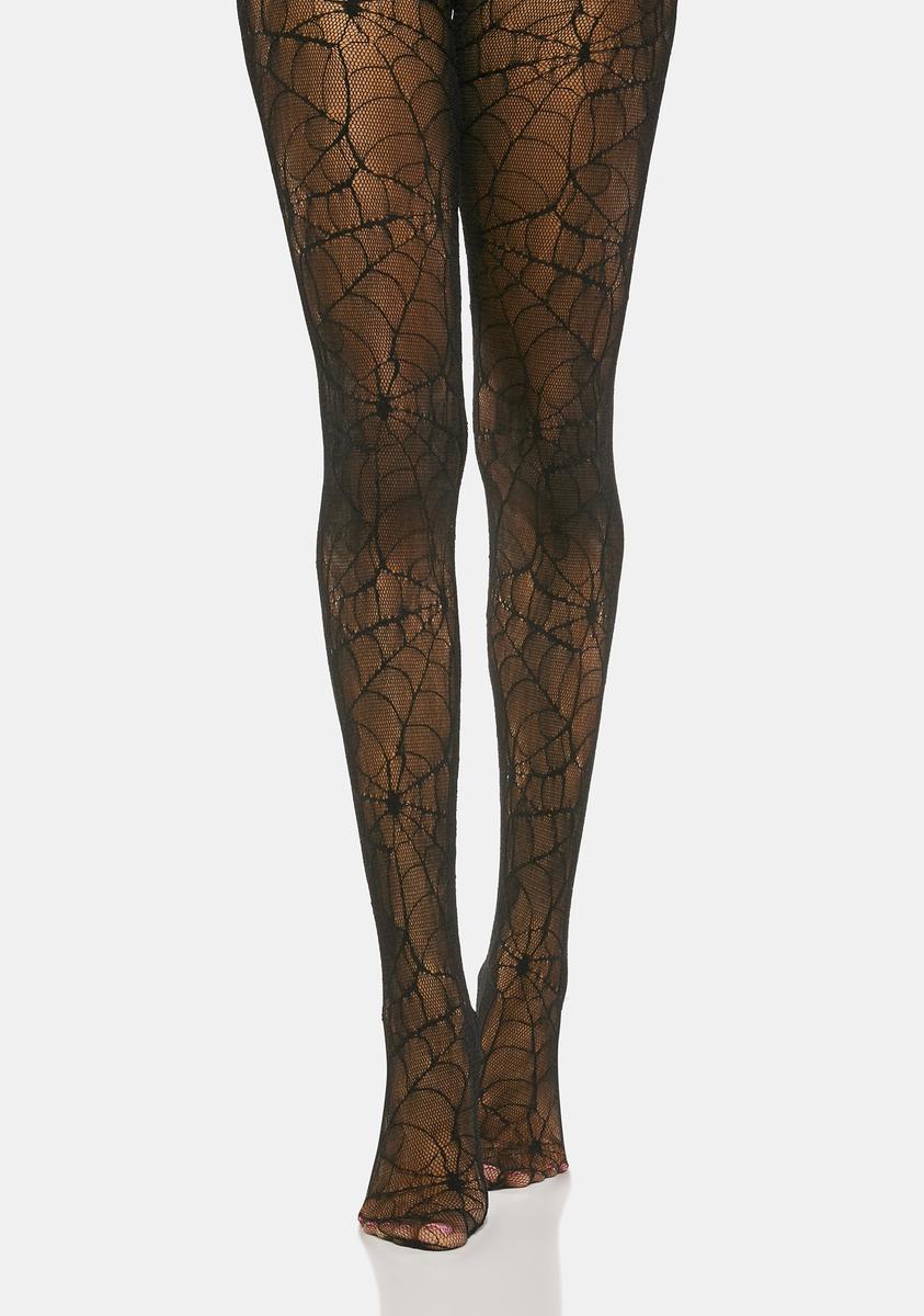 Demonia Spider Web Fishnet Tights - Black – Dolls Kill