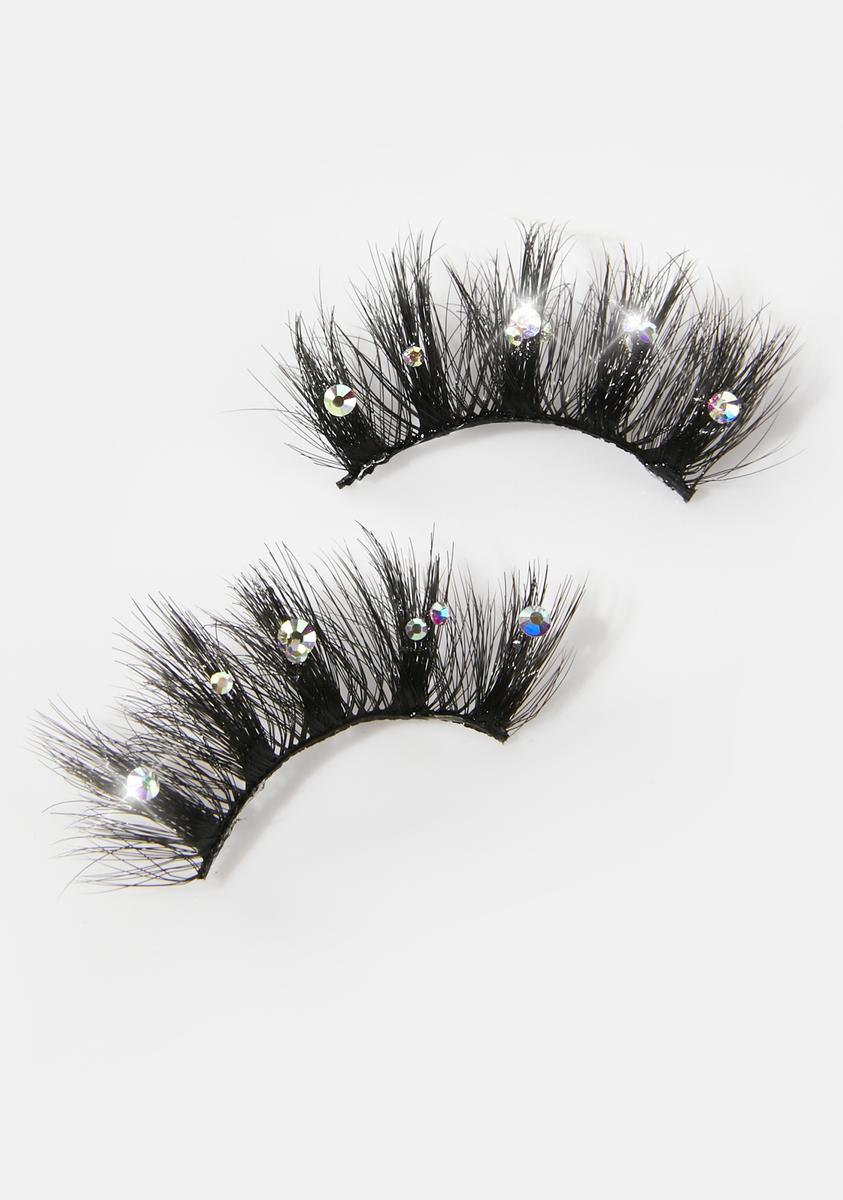 Lita's Lashes Diamond Rhinestone Faux Eye Lashes - Black – Dolls Kill