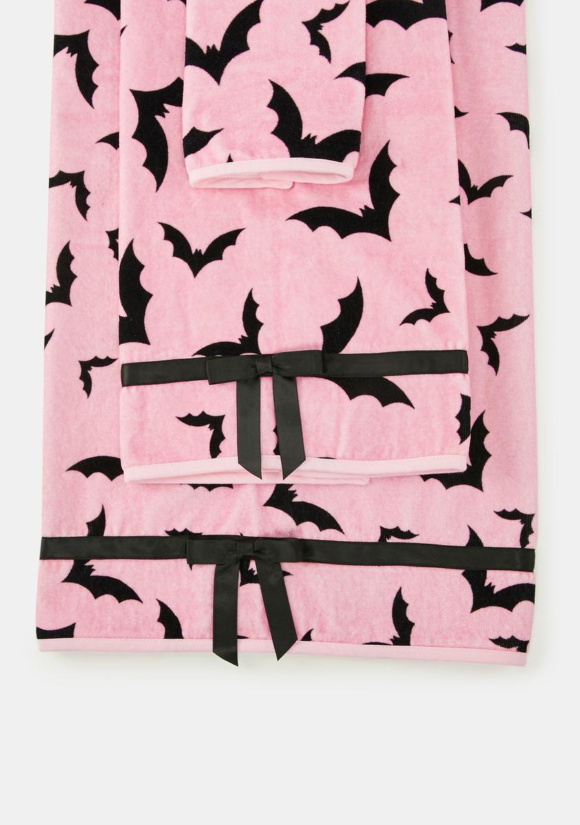 Dolls Home Bat Print Towel Set - Pink – Dolls Kill