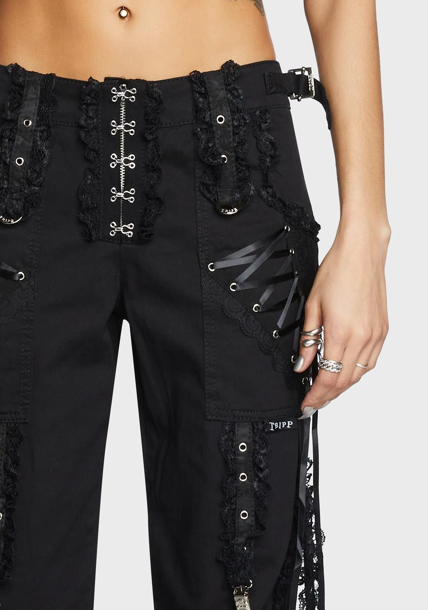 Tripp NYC Twill Flared Street Pants - Black – Dolls Kill