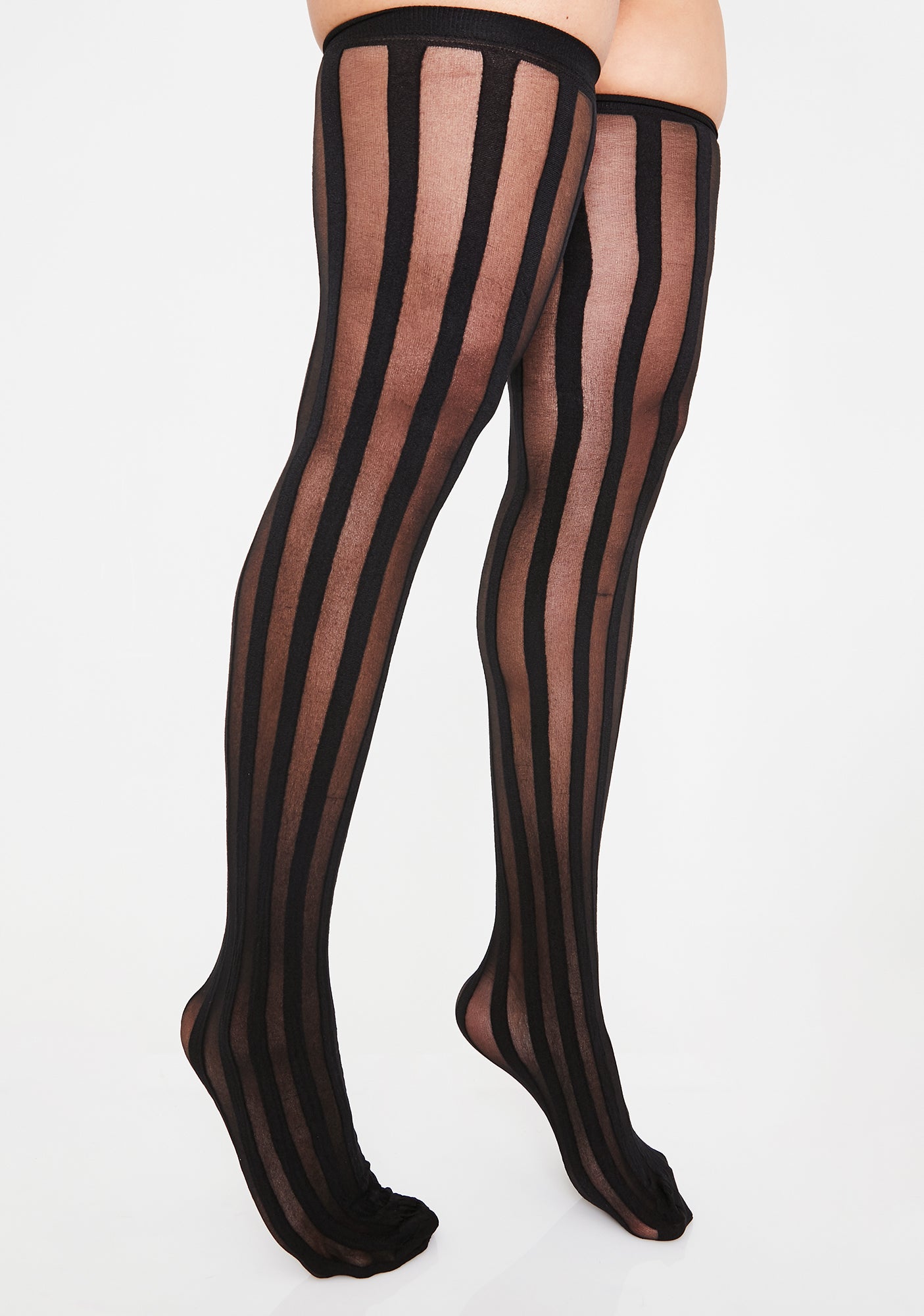 Stripe Over The Knee Sheer Socks – Dolls Kill