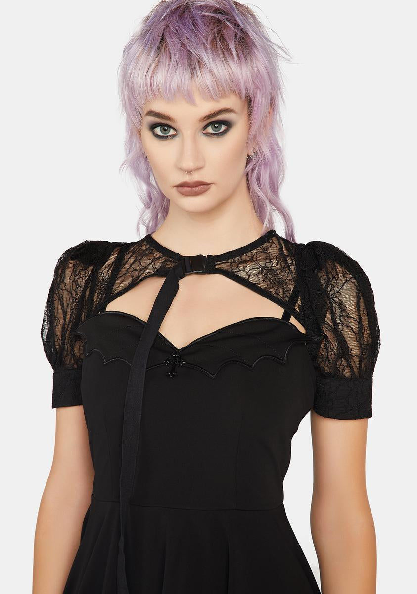 Punk Rave Floral Lace Capelet Shrug - Black – Dolls Kill