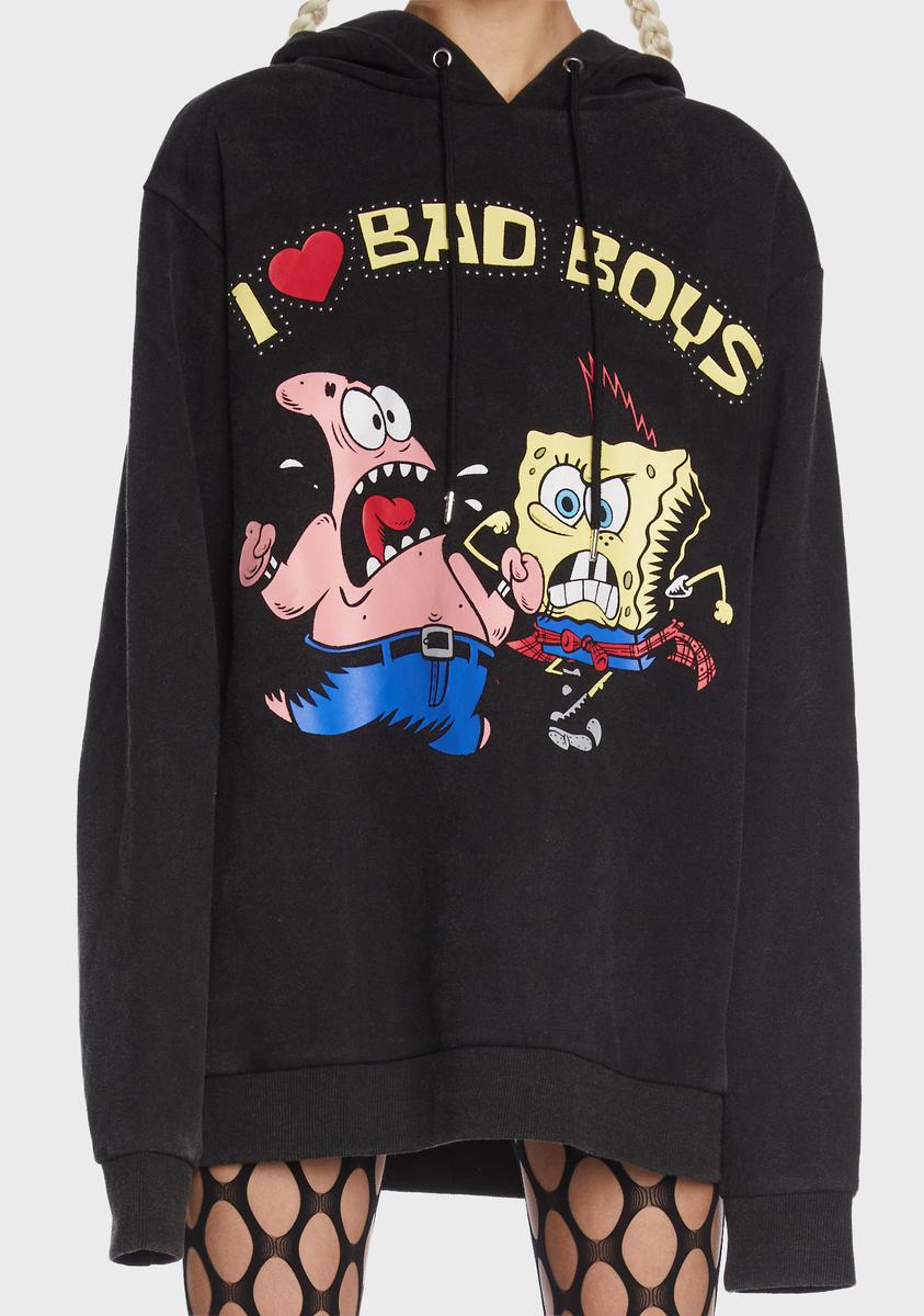 Dolls Kill x SpongeBob I Love Bad Boys Graphic Hoodie - Black