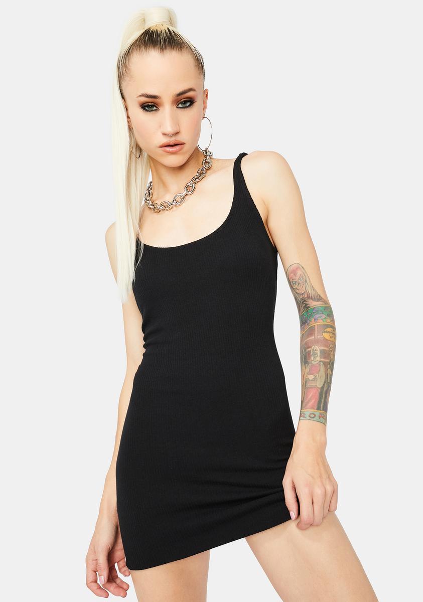 Ribbed Scoop Mini Dress - Black – Dolls Kill