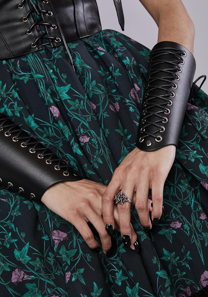 Vegan Leather Two Piece Lace Up Arm Cuffs - Black – Dolls Kill