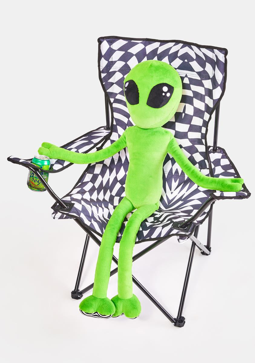 Dolls Home Warped Checkered Foldable Chair - Black/White – Dolls Kill