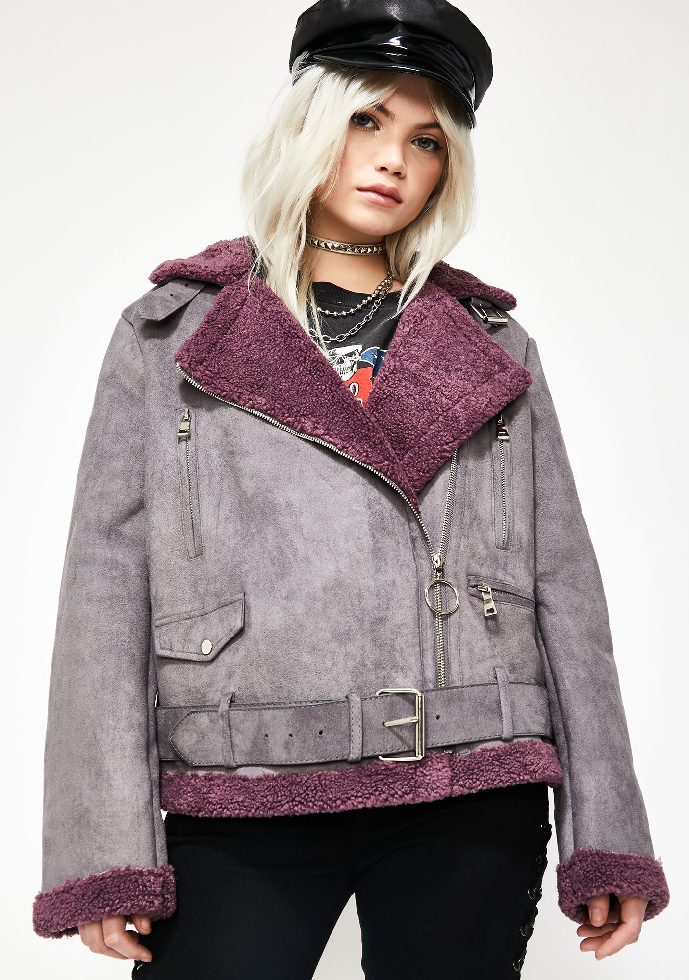 Sherpa Lined Aviator Jacket – Dolls Kill