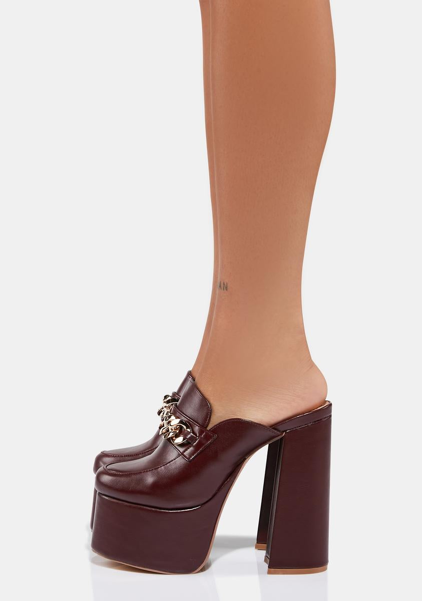 Vegan Leather Oxford Platform Mule Heels Burgundy – Dolls Kill