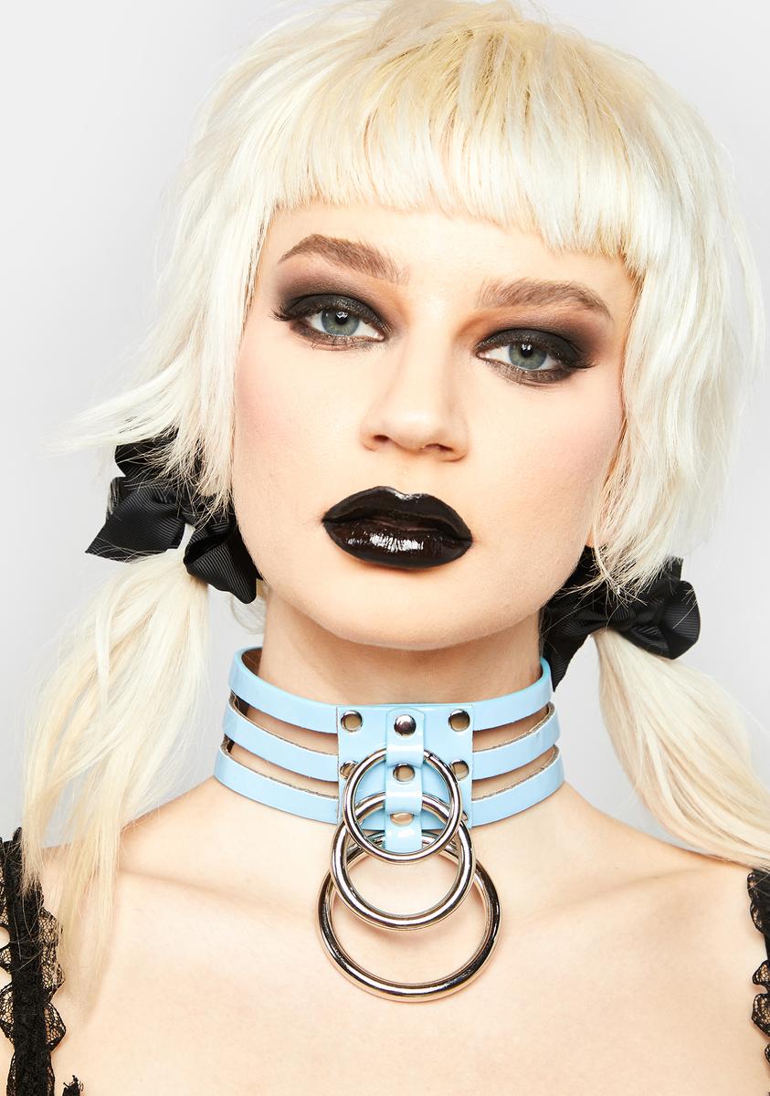 Funk Plus PVC Vegan Leather Layered O-Ring Choker - Blue – Dolls Kill