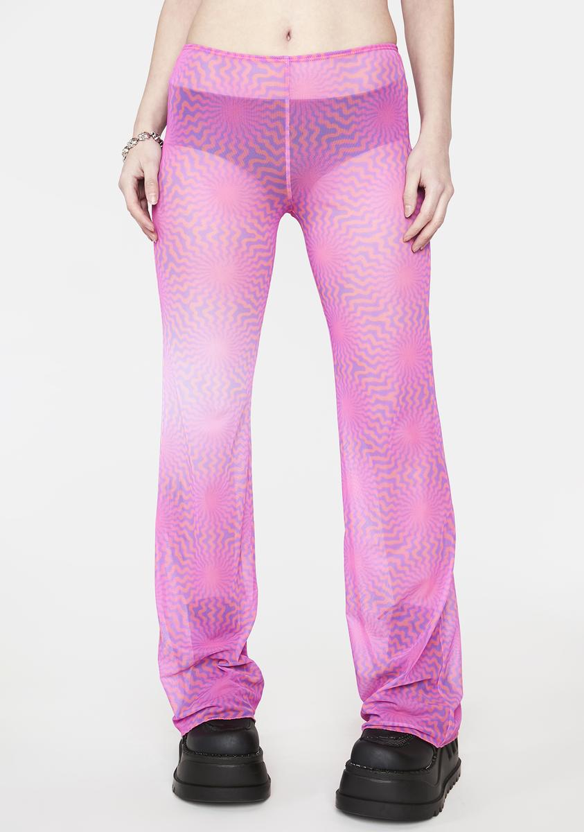Trippy Optical Print Mesh Pants - Pink – Dolls Kill