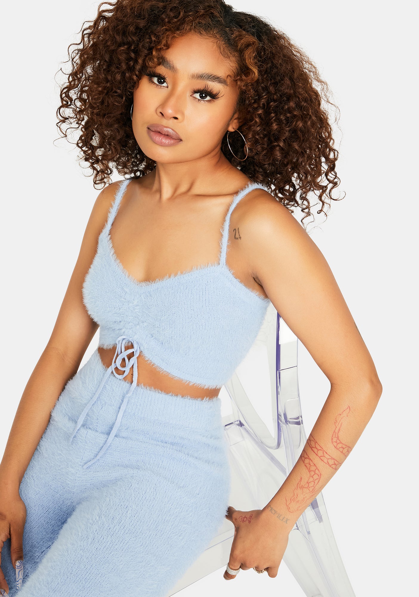 Cool Banana Pancakes Fuzzy Ruched Crop Top – Dolls Kill