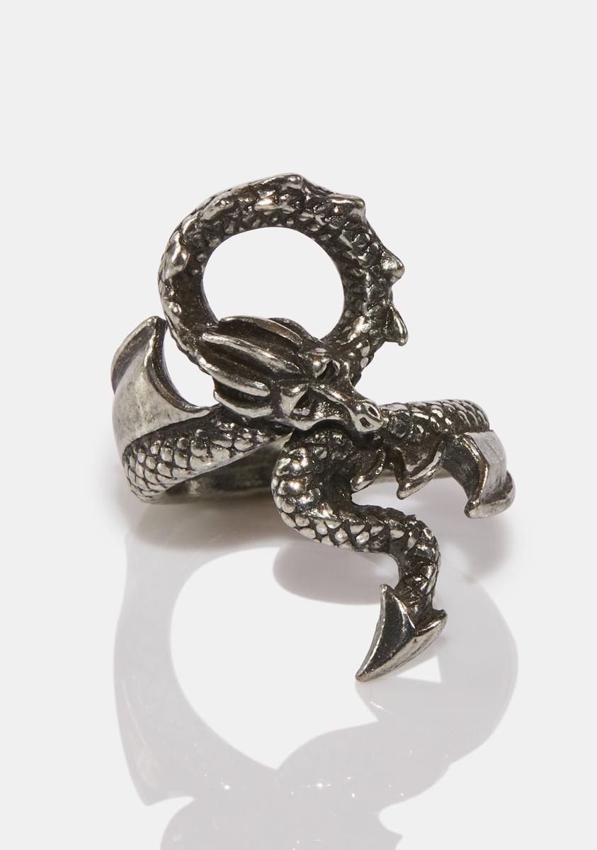 Alchemy England Dragon Coil Ring - Silver – Dolls Kill