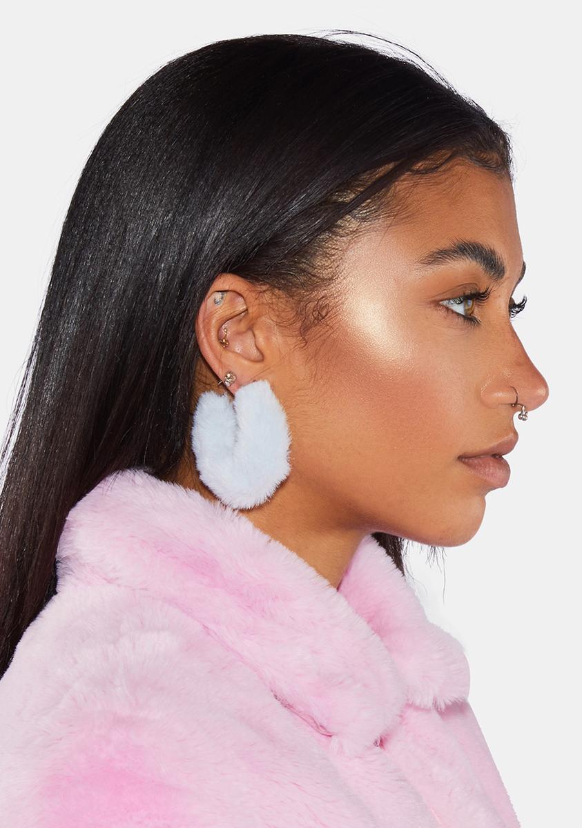 Fuzzy Hoop Earrings - Light Blue – Dolls Kill