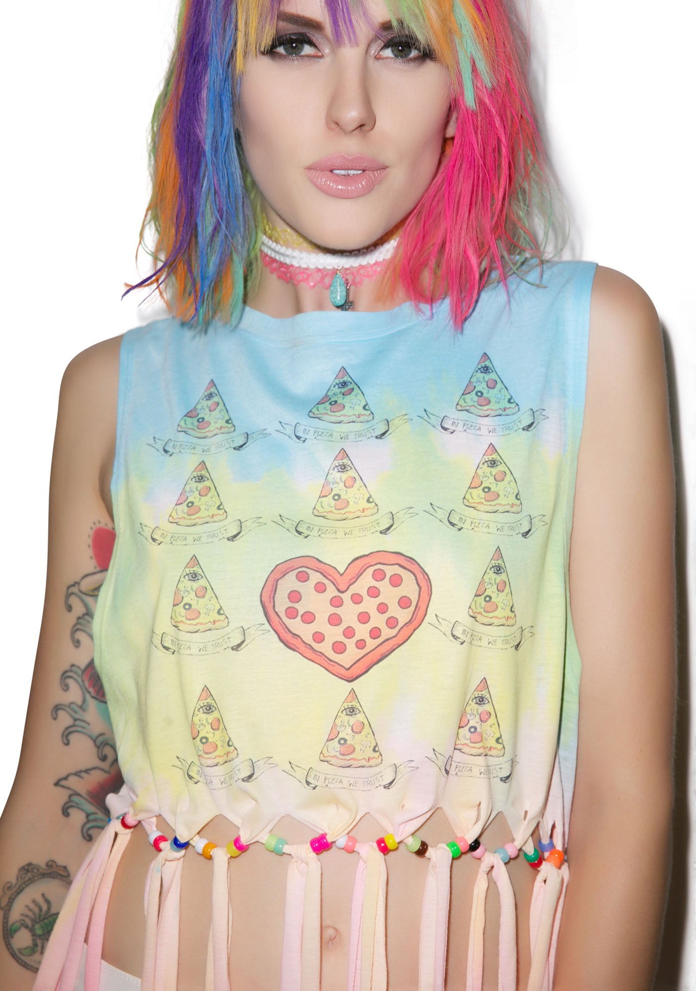 In Pizza We Trust Fringe Tank – Dolls Kill