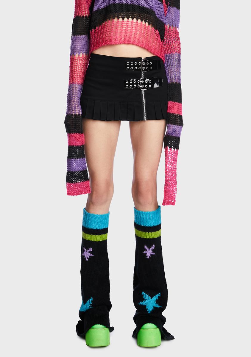 Current Mood Pleated Belt Micro Mini Skirt - Black – Dolls Kill