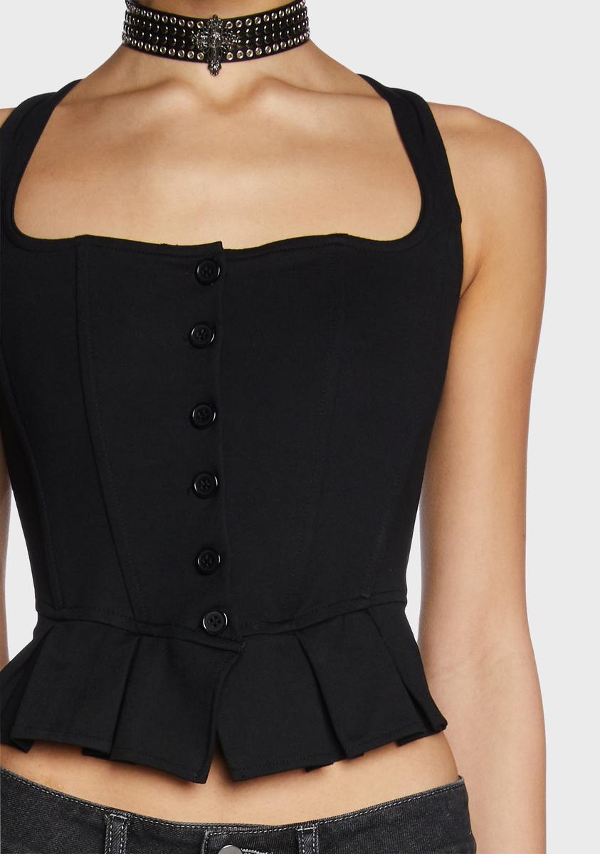Current Mood Peplum Bustier Top - Black – Dolls Kill