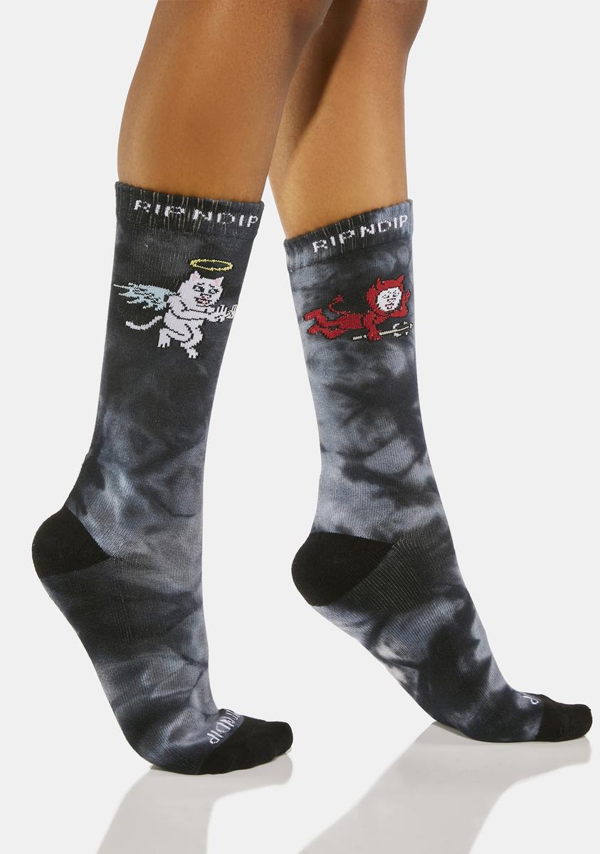 RIPNDIP Angel Devil Crew Socks - Multi – Dolls Kill