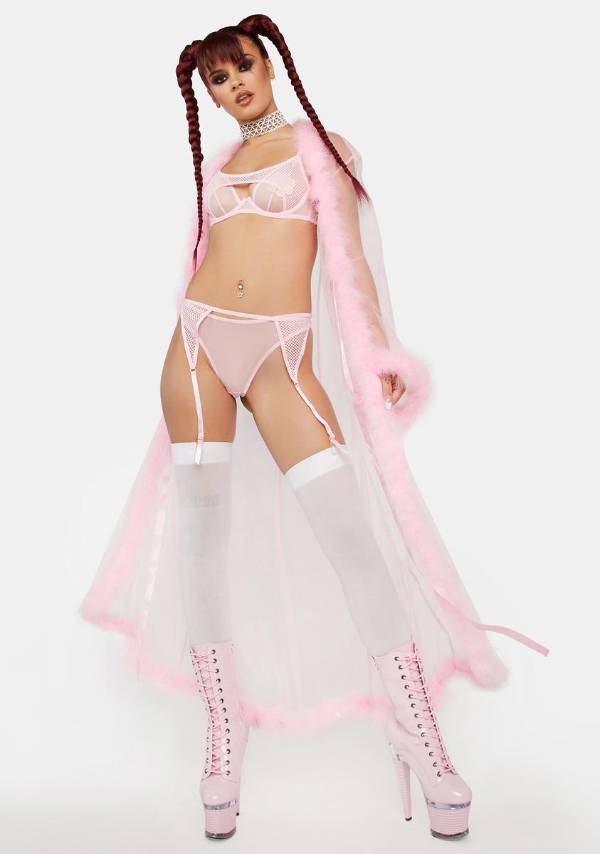 Playful Promises x Hustler Sheer Mesh Fishnet Thong W/ Suspenders - Pink – Dolls Kill