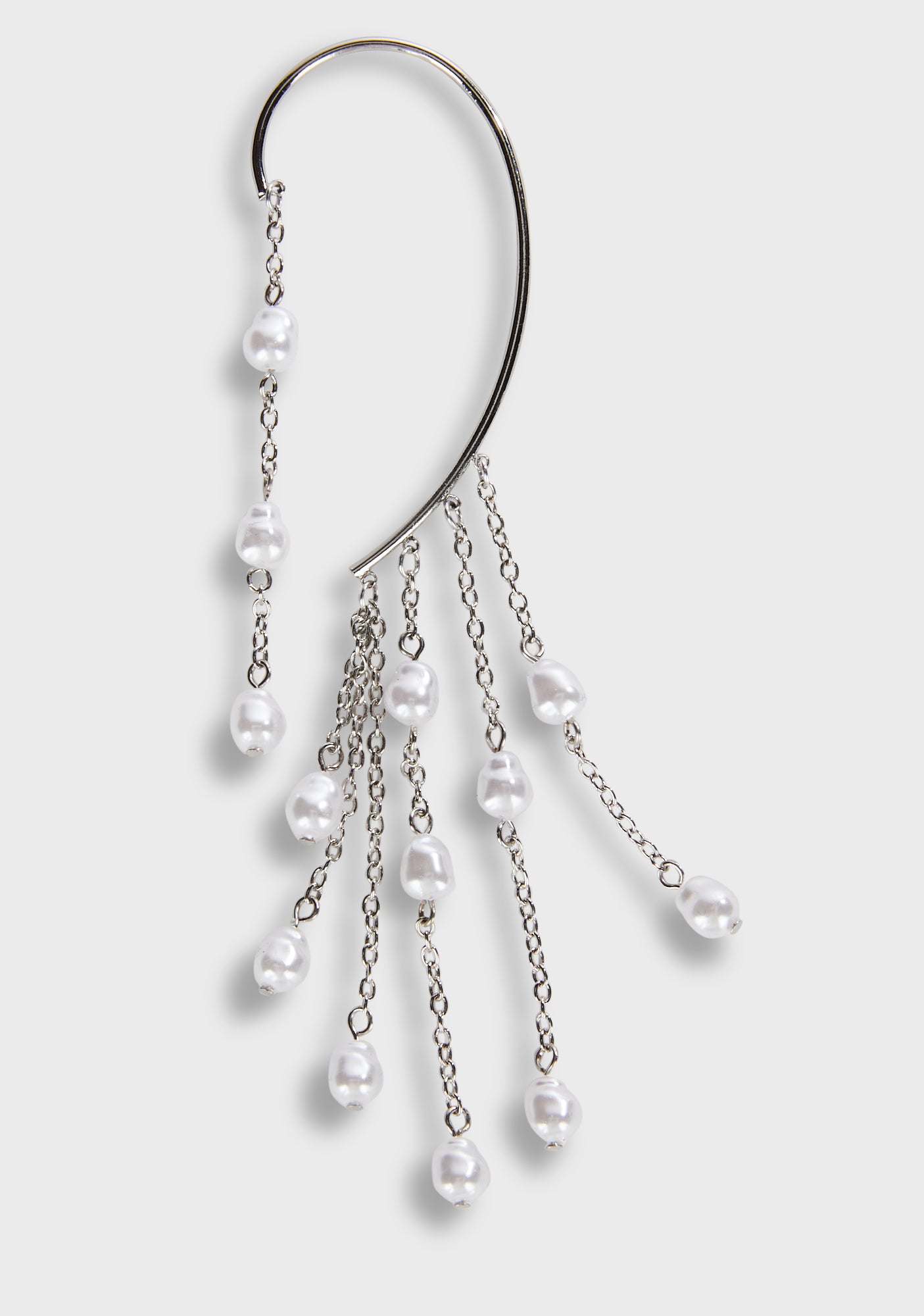 Chain Pearl Bead Ear Cuffs - Silver – Dolls Kill