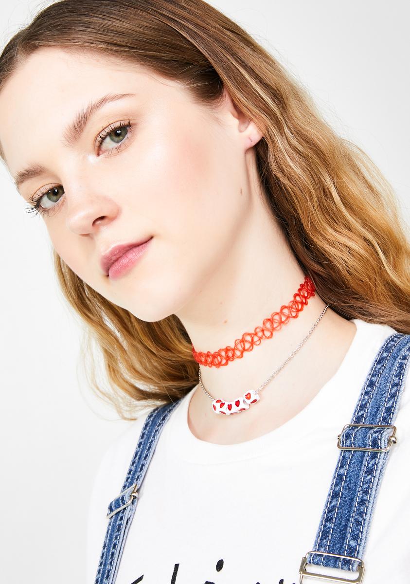 Tattoo And Heart Beads Choker Set – Dolls Kill