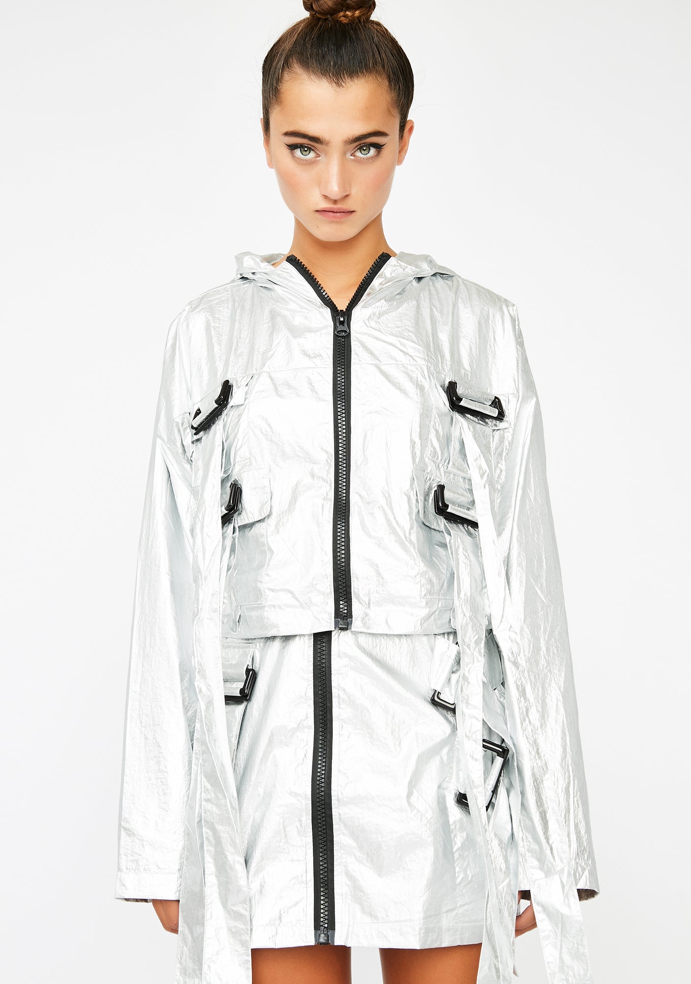 Silver Strappy Windbreaker – Dolls Kill