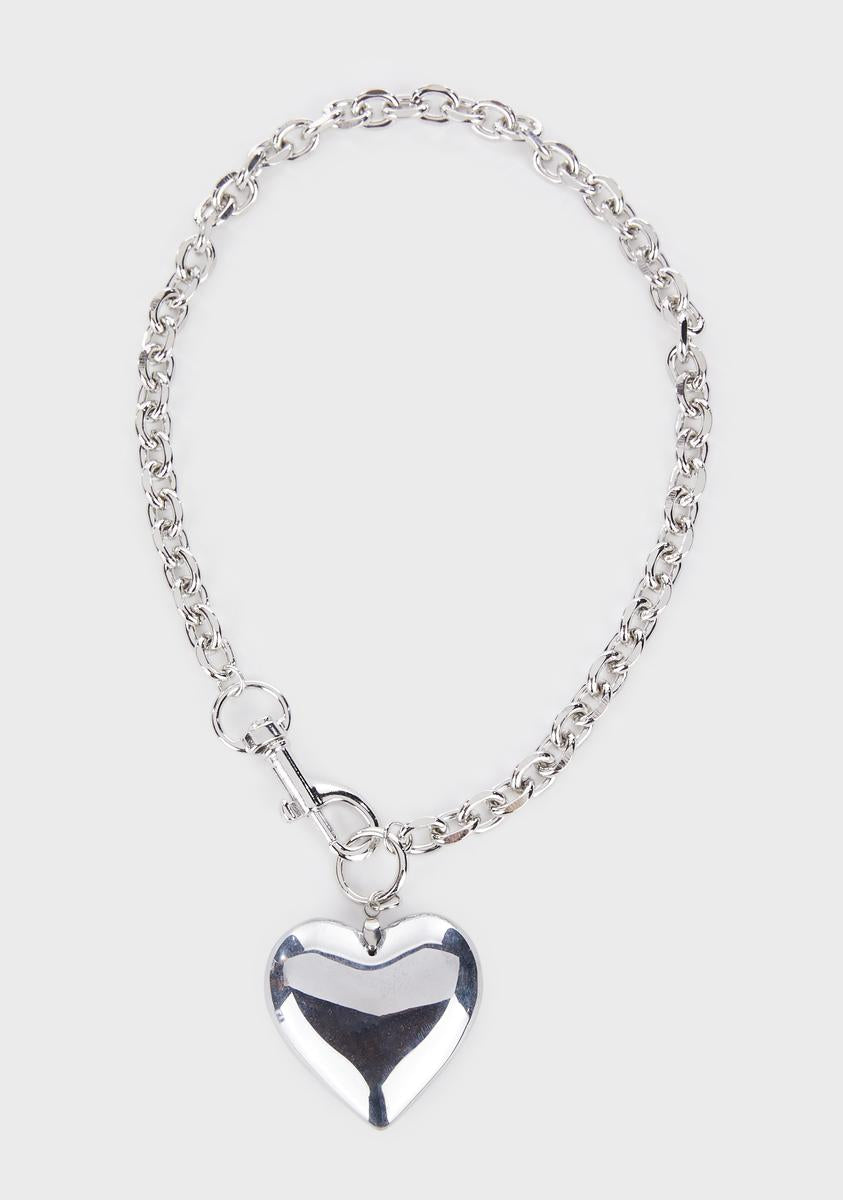 Chain Heart Charm Bracelet - Silver – Dolls Kill
