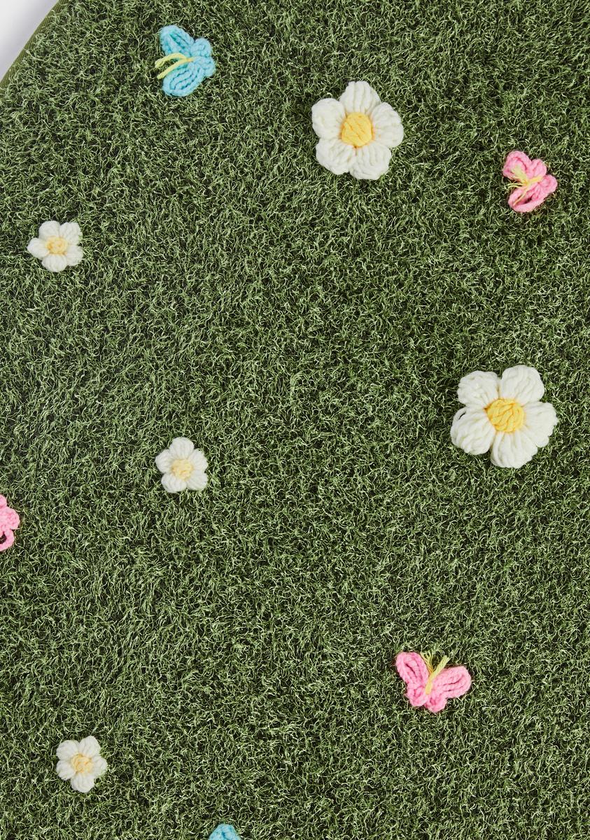 Dolls Home Knit Floral Crochet Rug - Green – Dolls Kill