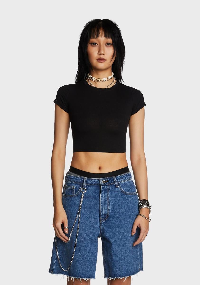 Short Sleeve Crop Top - Black – Dolls Kill