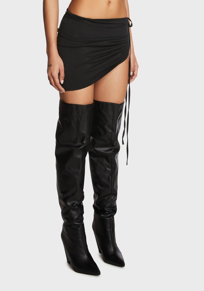 Edikted Ruched Drawstring Mini Skirt - Black – Dolls Kill