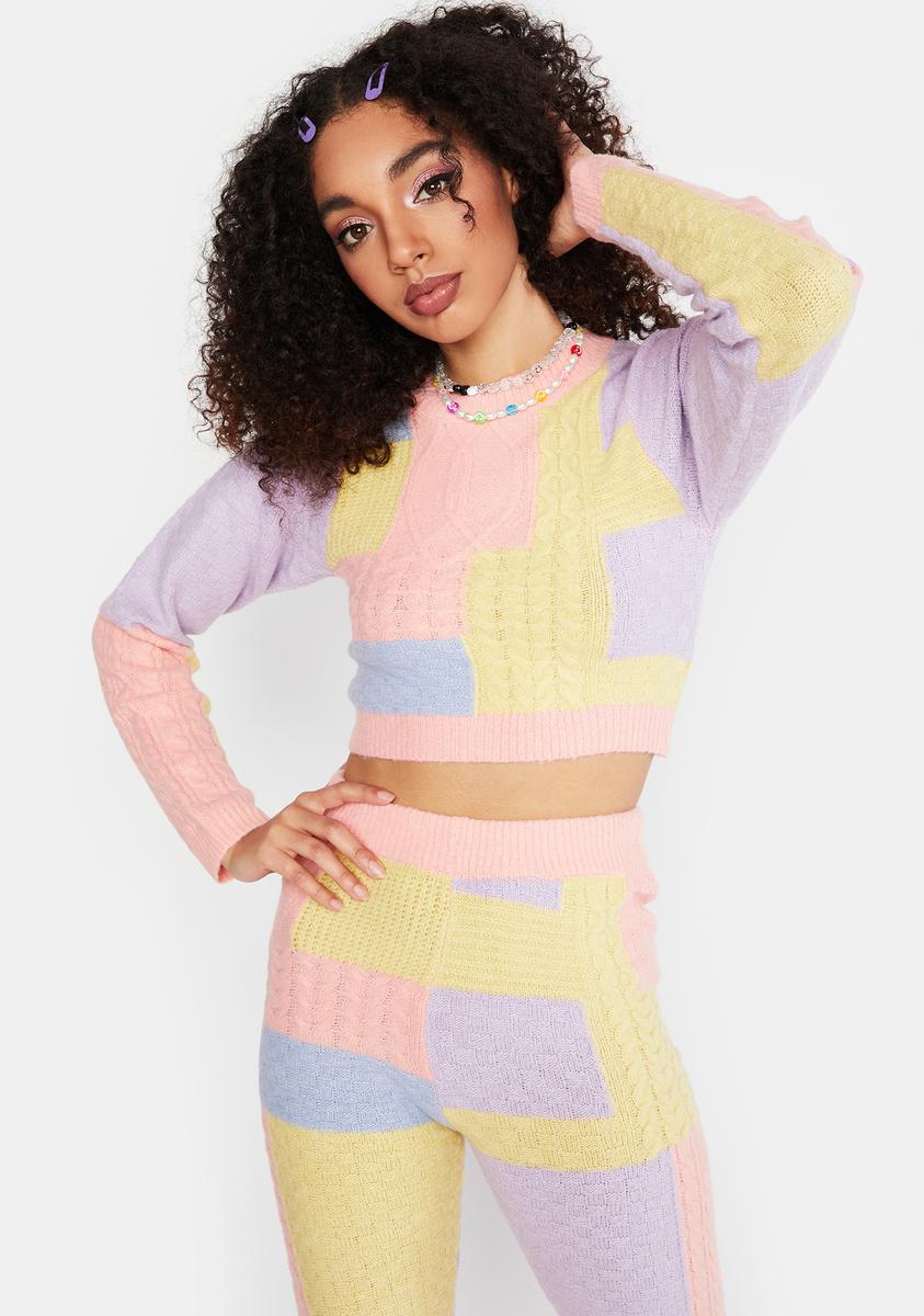 Pastel Colorblock Sweater Pant Set - Rainbow/Multi – Dolls Kill