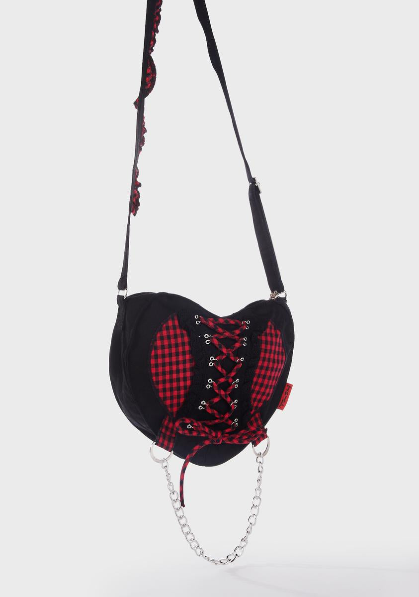 Tripp NYC Gingham Print Heart Bag - Black/Red – Dolls Kill
