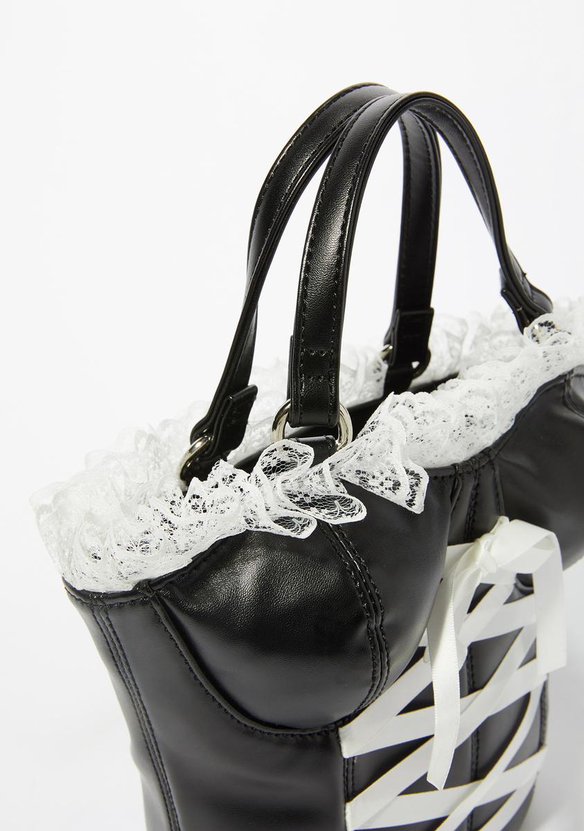 Current Mood Faux Leather Lace Up Corset Handbag - Black – Dolls Kill