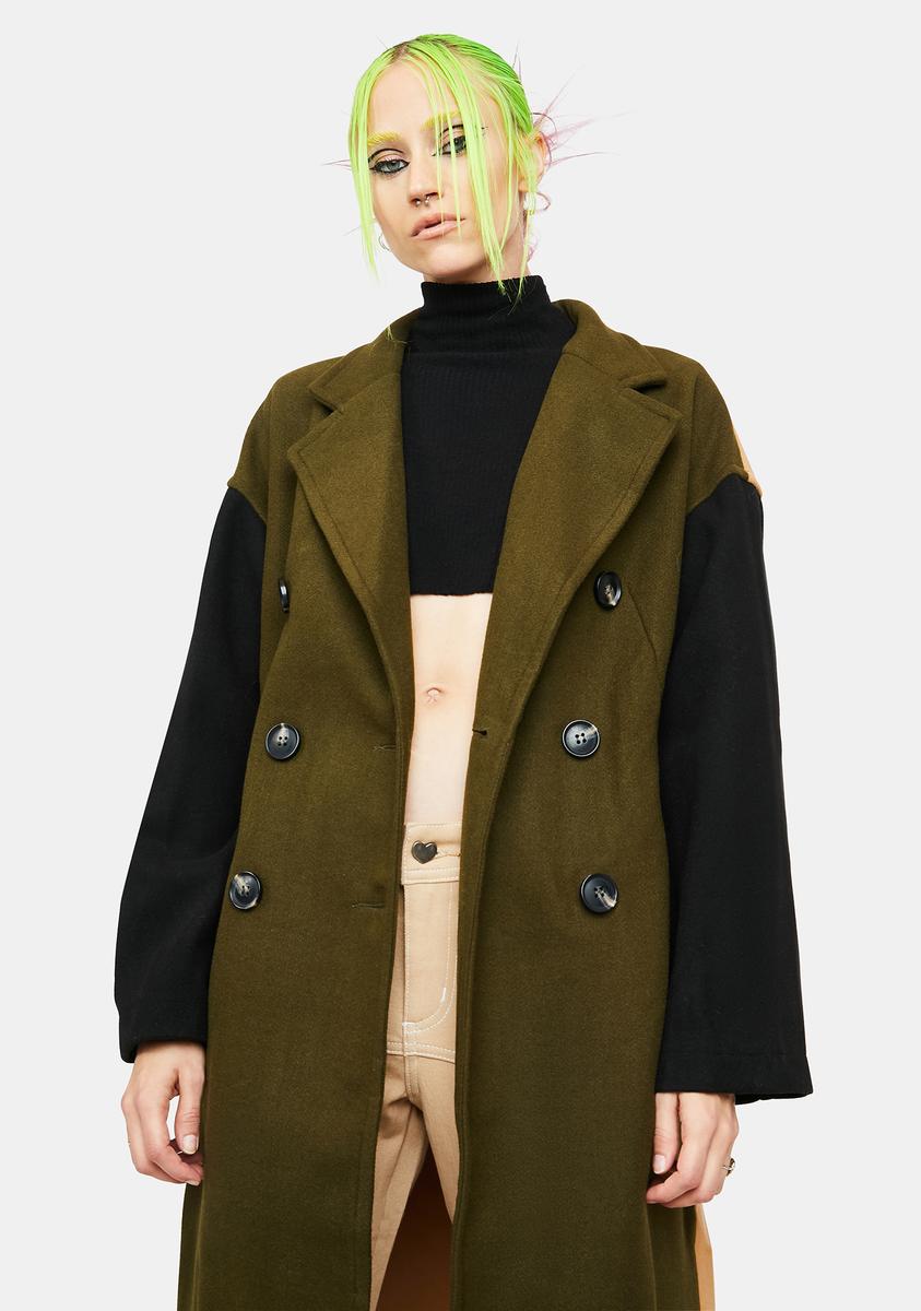 Colorblock Long Coat - Multi – Dolls Kill