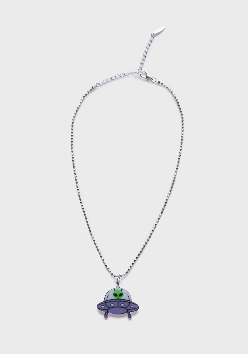 Alien UFO Ball Chain Necklace – Dolls Kill
