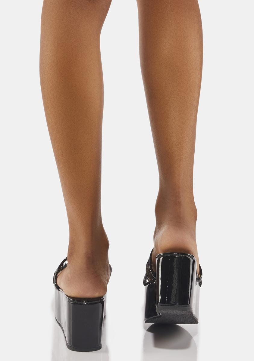 Patent Vegan Leather Fishnet Platform Sandals - Black – Dolls Kill