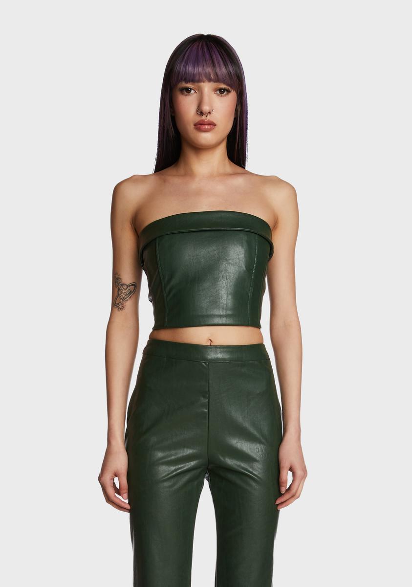 Vegan Leather Tube Top - Green – Dolls Kill