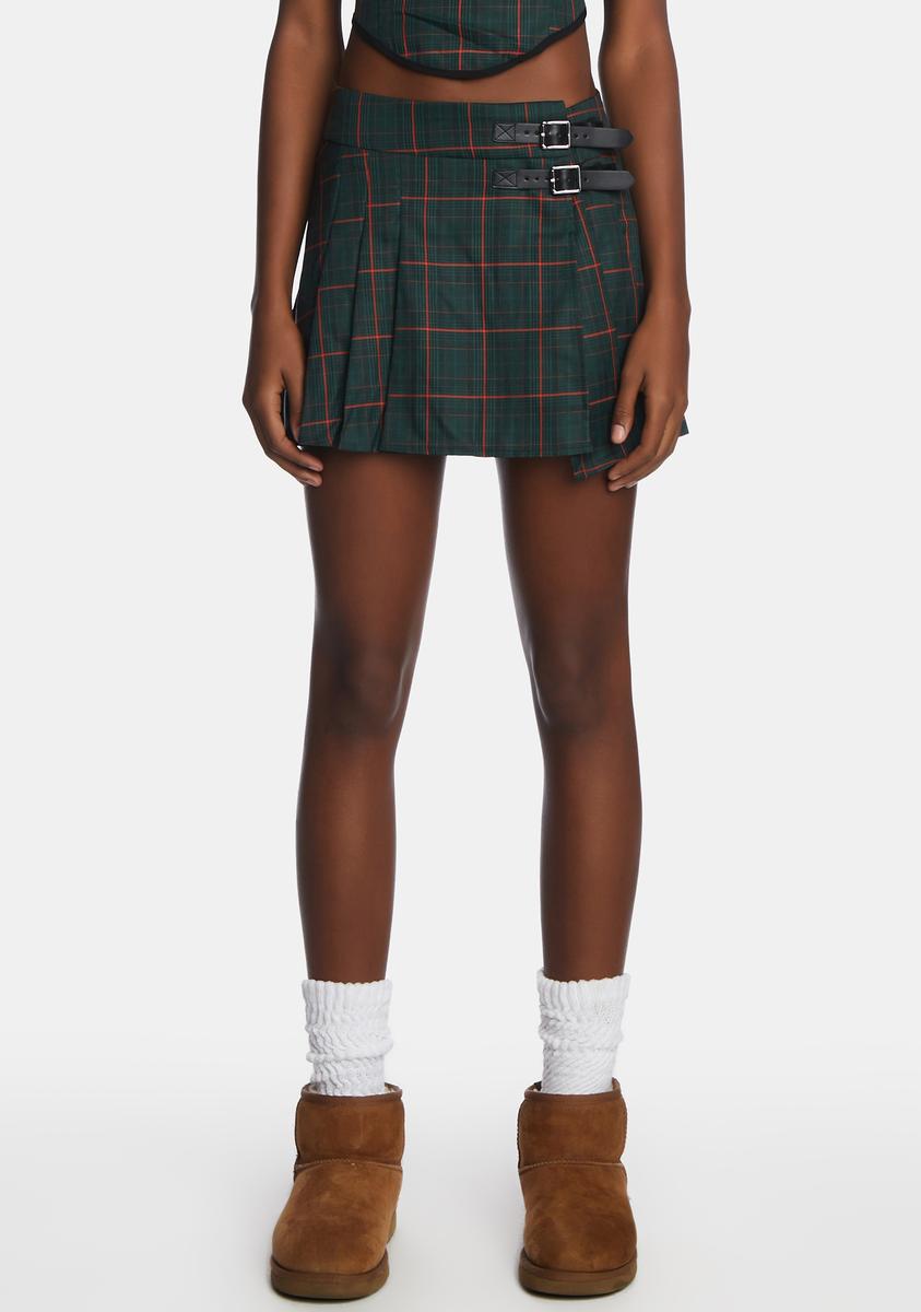 Motel Plaid Pleated Mini Skirt - Tartans Green – Dolls Kill