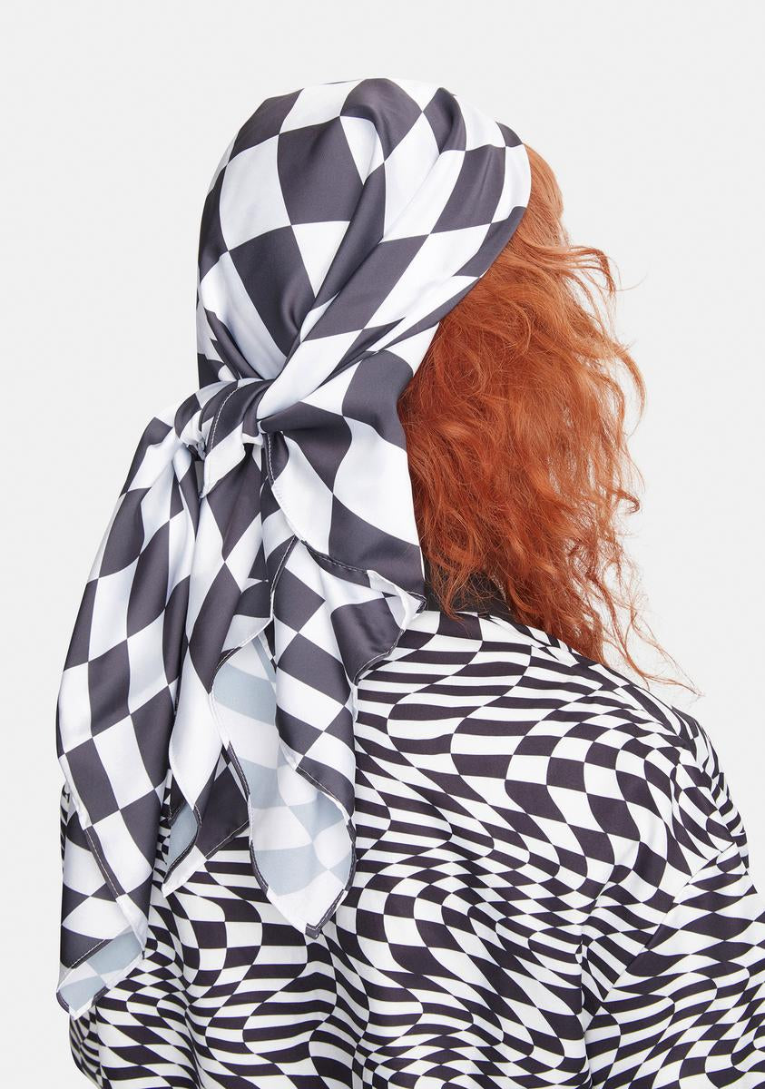 Checkered Print Head Scarf - Black/White – Dolls Kill