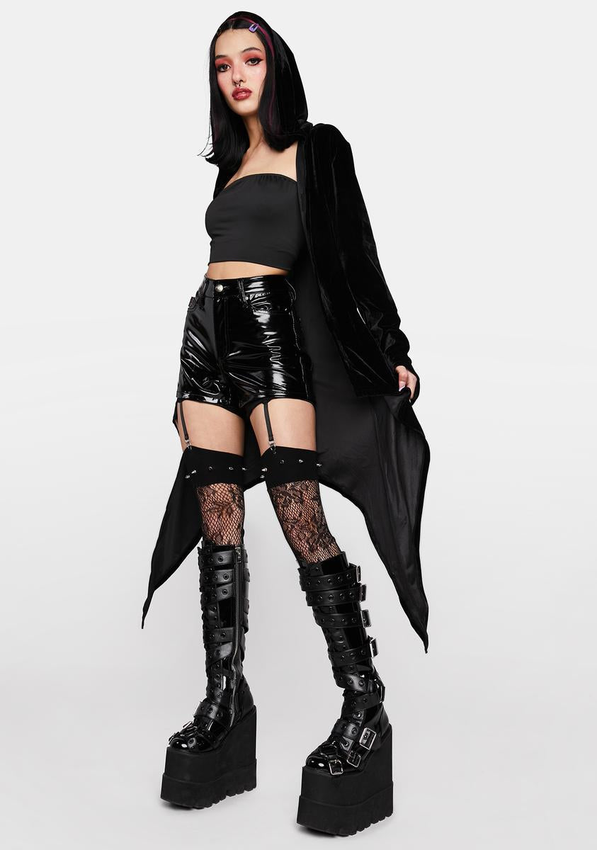 Necessary Evil Velvet Open Front Jacket - Black – Dolls Kill