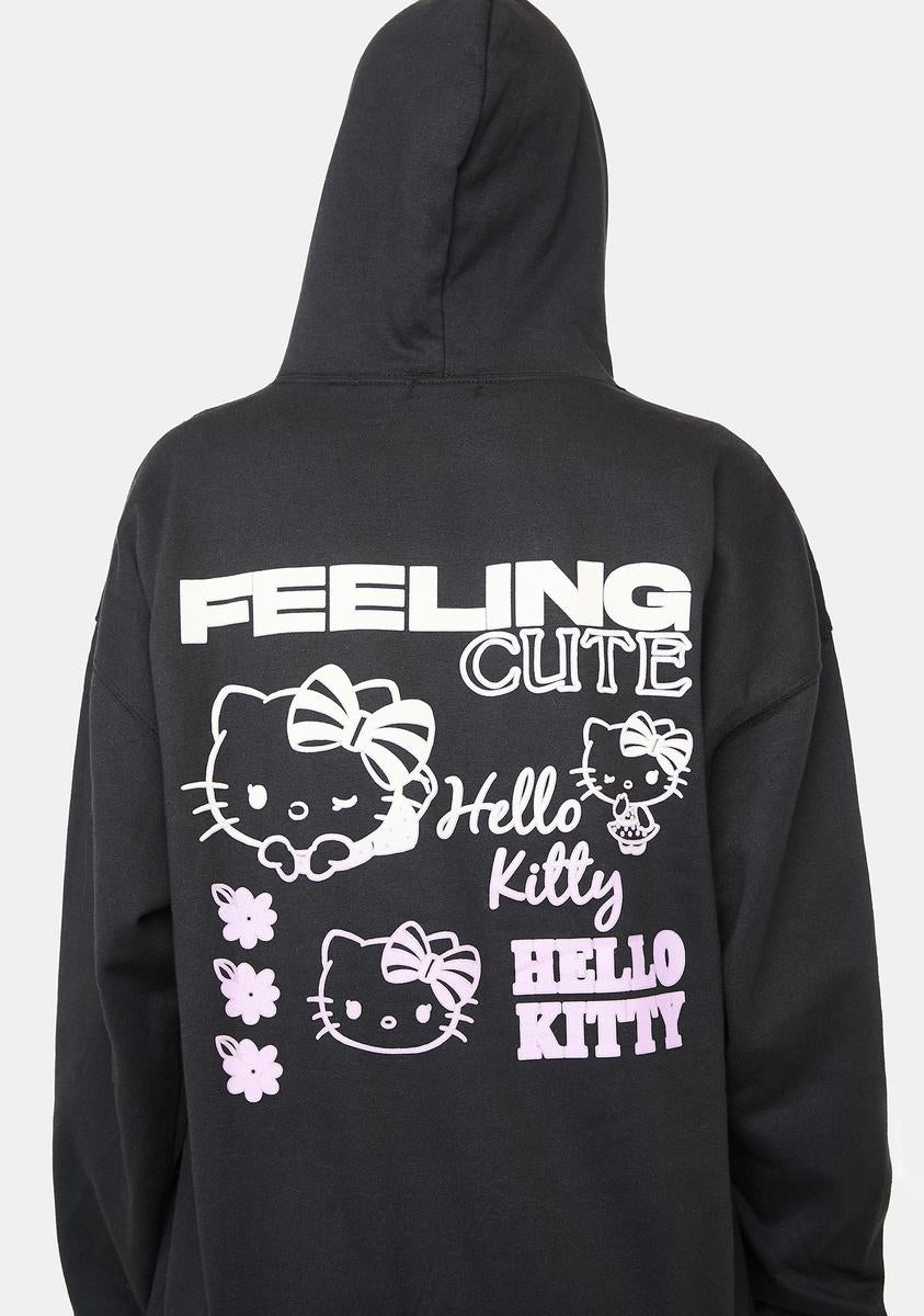 NGOrder Hello Kitty Feeling Cute Back Print Hoodie - Black – Dolls Kill