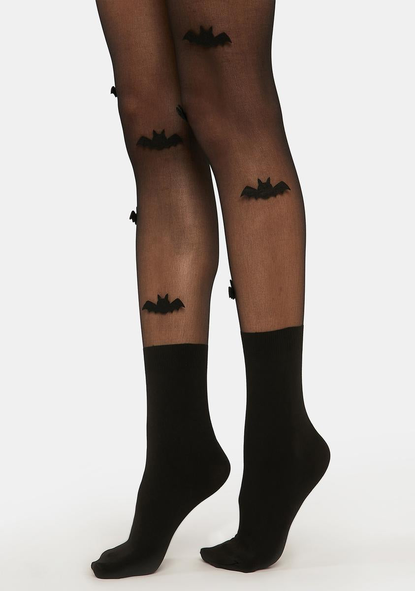 Bat Applique Sheer Tights - Black – Dolls Kill